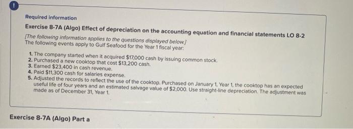 Solved Required information Exercise 8-7A (Algo) Effect of | Chegg.com