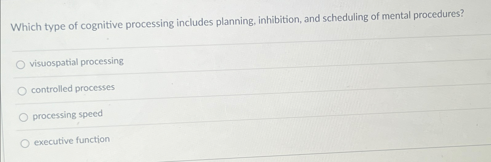 Solved Which type of cognitive processing includes planning, | Chegg.com