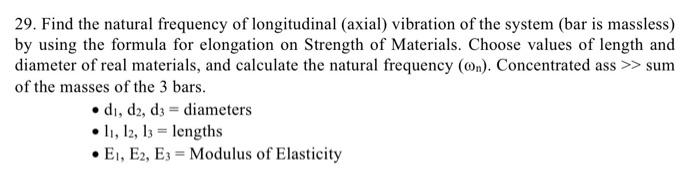 Solved 29. Find the natural frequency of longitudinal | Chegg.com