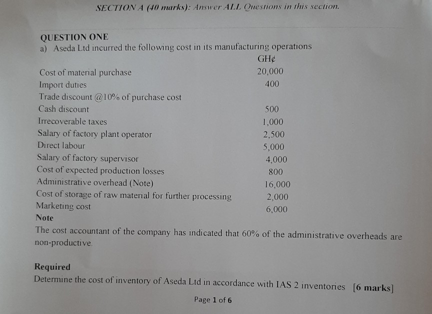 Solved SECTION A (40 marks): Answer ALL Questions in this | Chegg.com