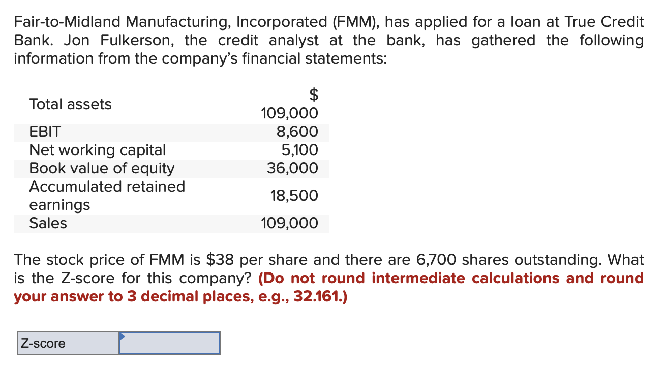 Solved Fair-to-Midland Manufacturing, Incorporated (FMM), | Chegg.com
