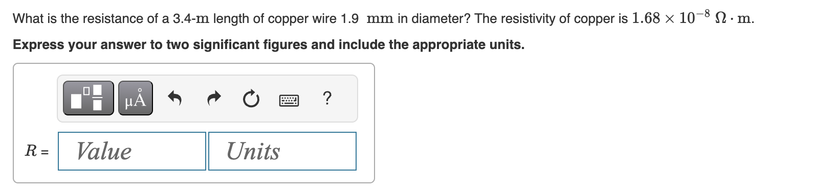 Solved What is the resistance of a 3.4-m ﻿length of copper | Chegg.com