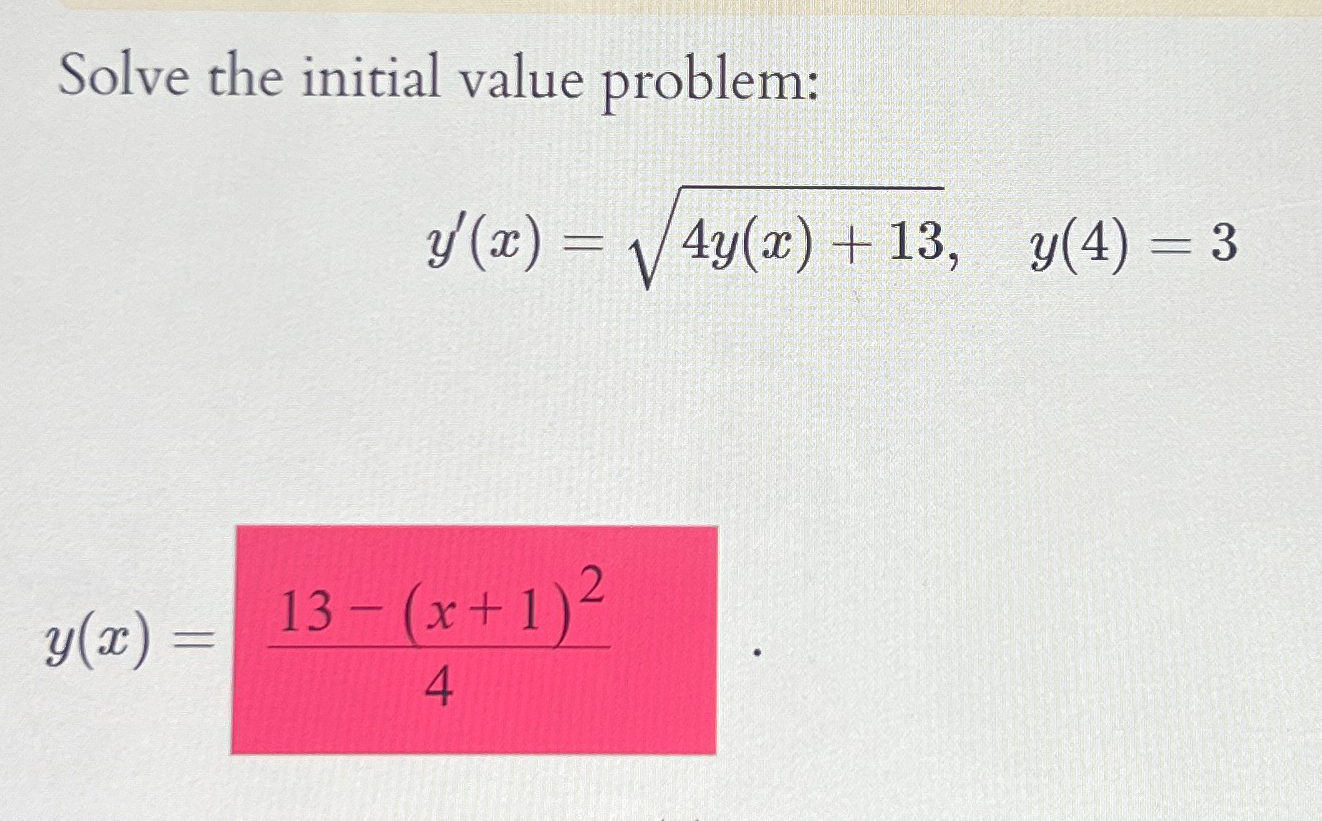 Solved Solve The Initial Value 