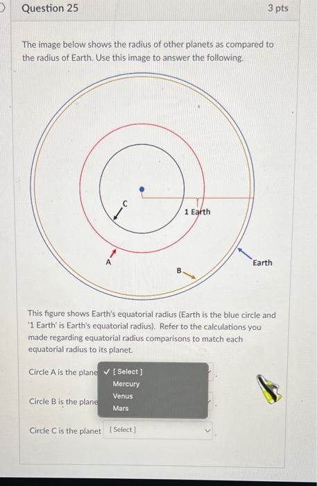 Solved The image below shows the radius of other planets as | Chegg.com
