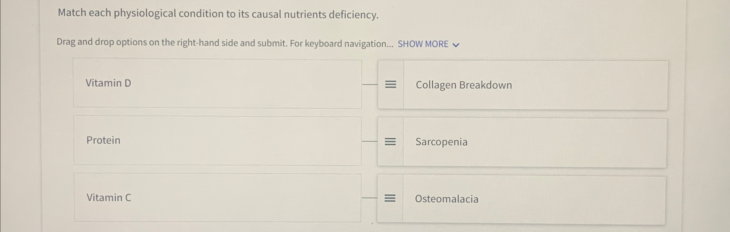 Solved Match each physiological condition to its causal | Chegg.com