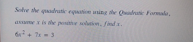 Solved Solve the quadratic equation using the Quadratic | Chegg.com