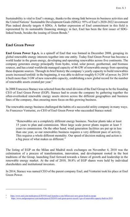 Enel X: Driving Digital Transformation in the Energy | Chegg.com