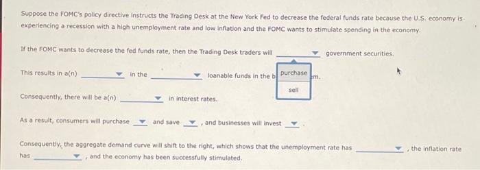 Solved Suppose the FOMC's policy directive instructs the | Chegg.com