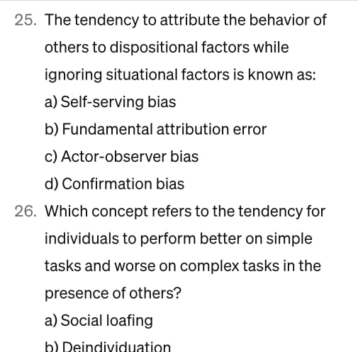 Solved The tendency to attribute the behavior of others to | Chegg.com