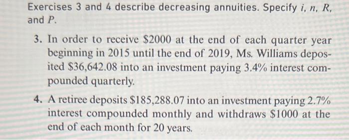 Solved Exercises 3 and 4 describe decreasing annuities. | Chegg.com