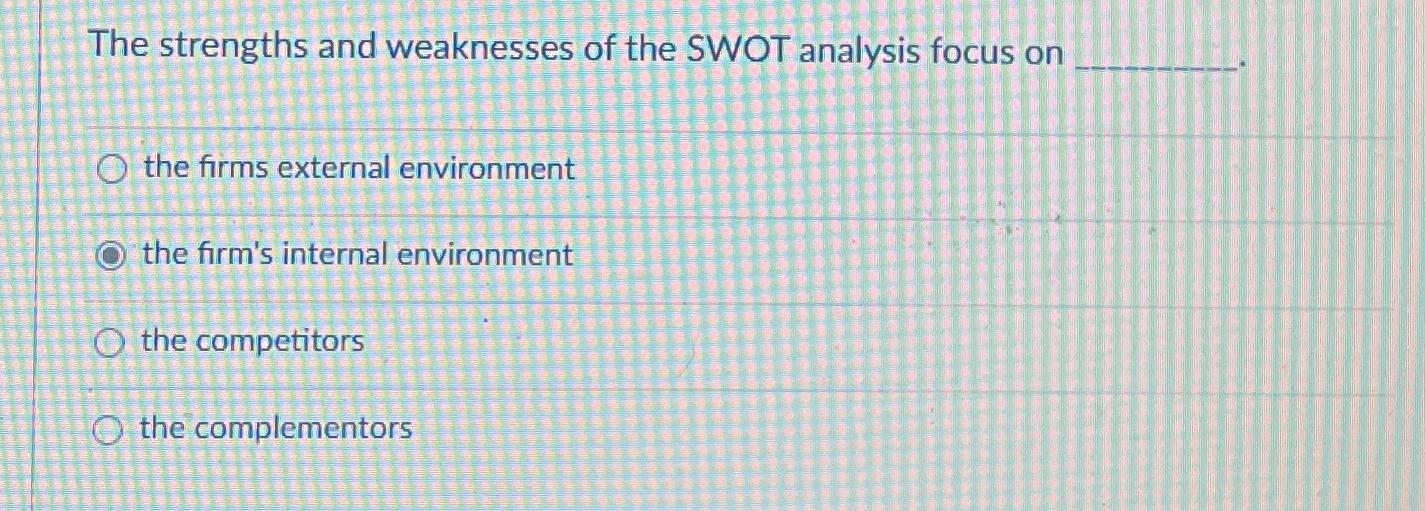 Solved The strengths and weaknesses of the SWOT analysis | Chegg.com