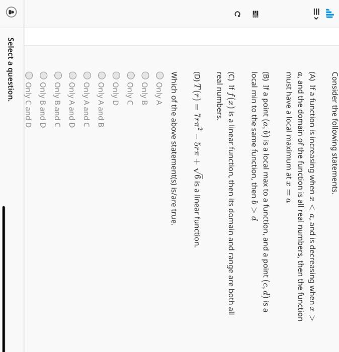 Solved Consider the following statements. (A) If a function | Chegg.com