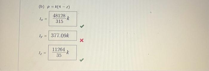Solved Find Ix,Iy, and Iz for the solid of given density. | Chegg.com
