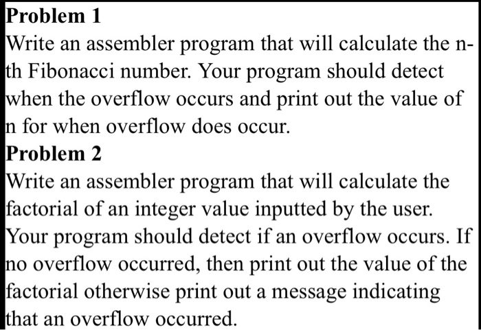 Solved Problem 1 Write an assembler program that will | Chegg.com