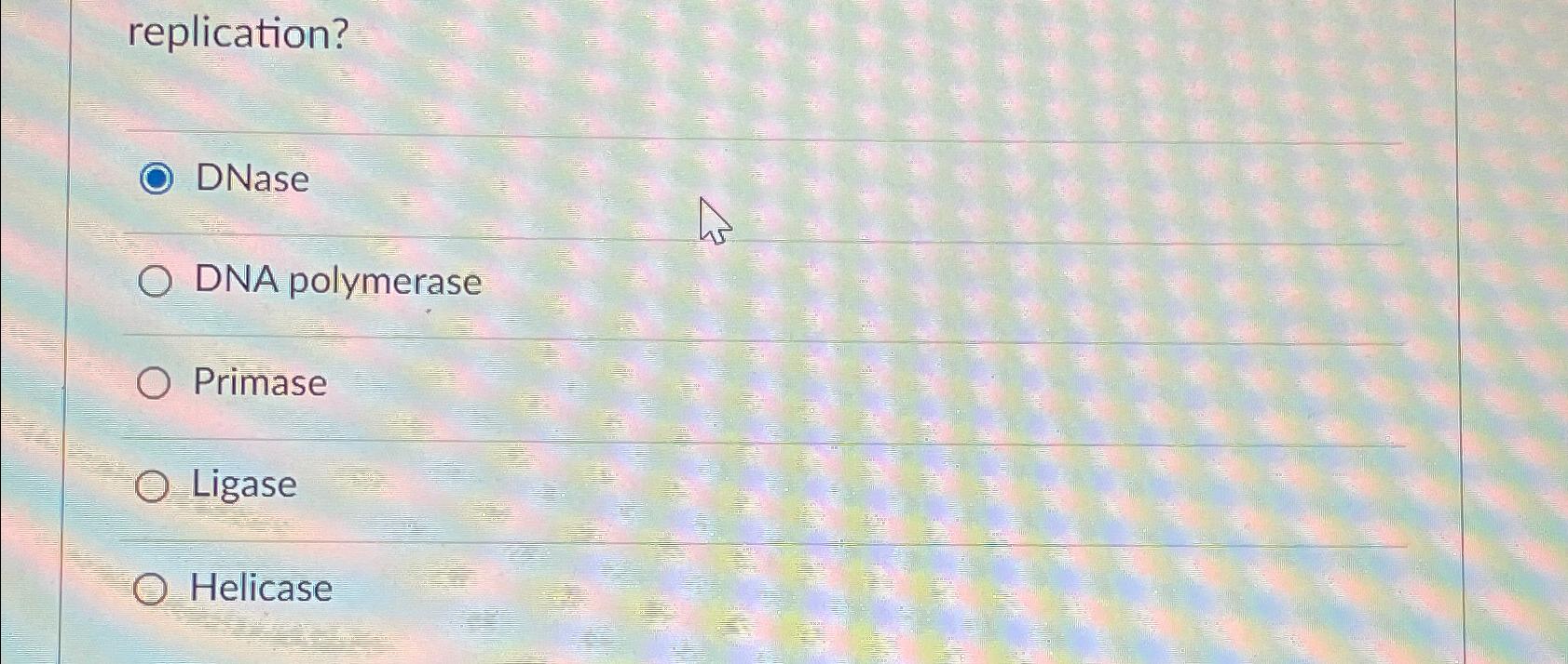 Solved replication?DNaseDNA polymerasePrimaseLigaseHelicase | Chegg.com