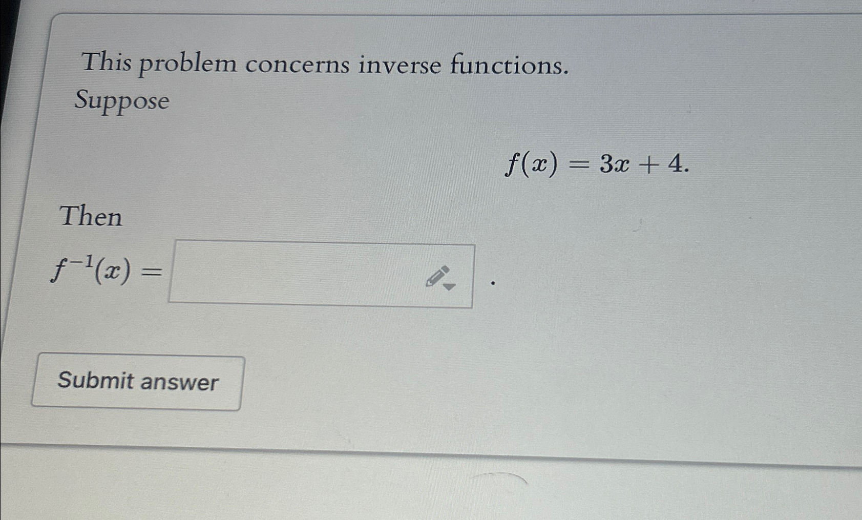 Solved This problem concerns inverse | Chegg.com