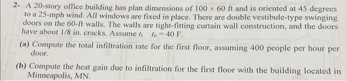 Solved 2- A 20 -story office building has plan dimensions of | Chegg.com
