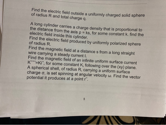 Solved Find the electric field outside a uniformly charged | Chegg.com