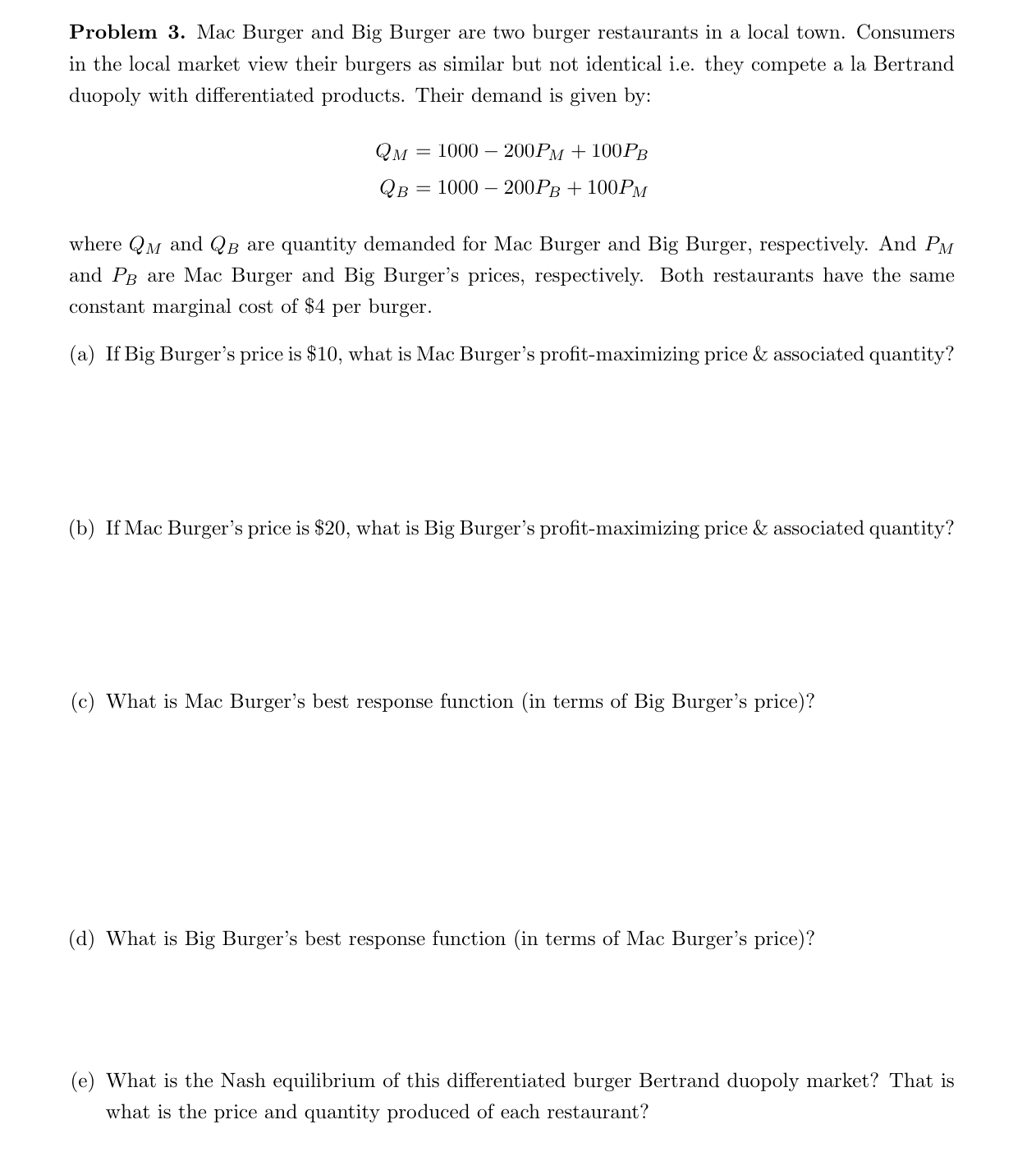 Solved Mac Burger and Big Burger are two burger restaurants | Chegg.com