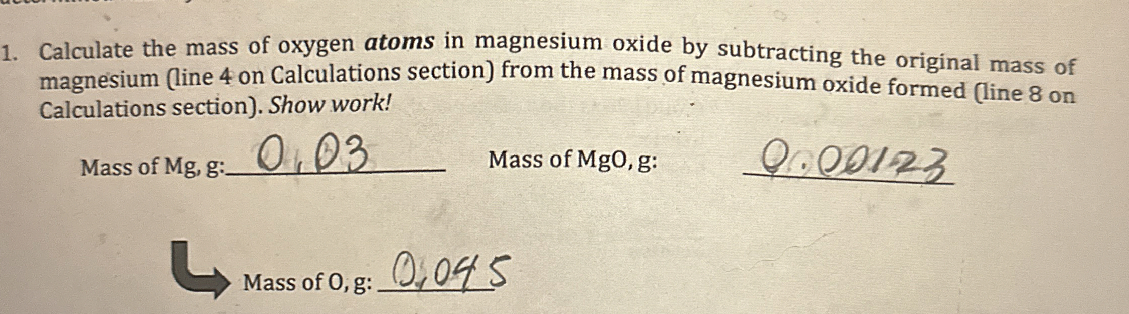 Solved Calculate the mass of oxygen atoms in magnesium oxide | Chegg.com