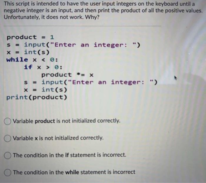 Solved This script is intended to have the user input | Chegg.com