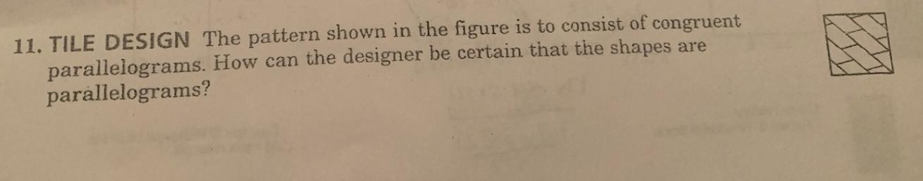 Solved 11. TILE DESIGN The pattern shown in the figure is to | Chegg.com