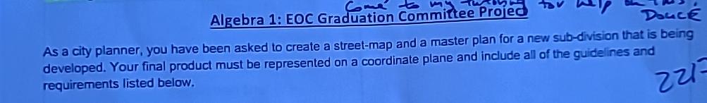 Solved Algebra 1: EOC Graduation Committee ProjedAs a city | Chegg.com