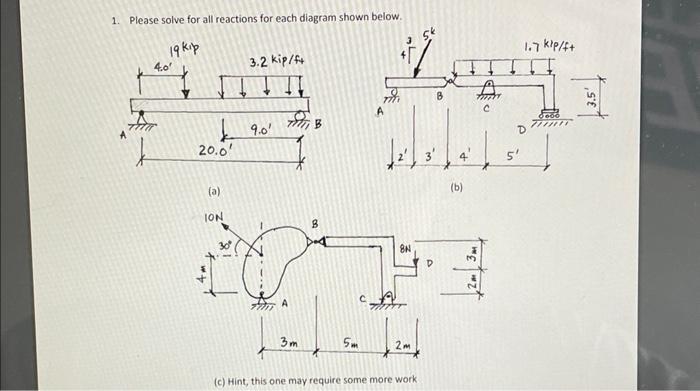[Solved]: 1. Please solve for all reactions for each diagra