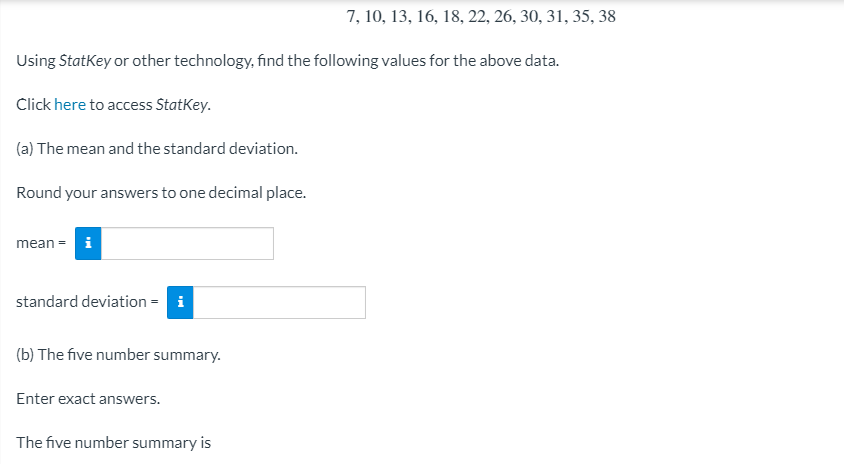 Solved 7,10,13,16,18,22,26,30,31,35,38Using StatKey or | Chegg.com