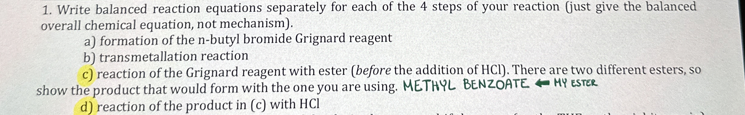 Write balanced reaction equations separately for each | Chegg.com