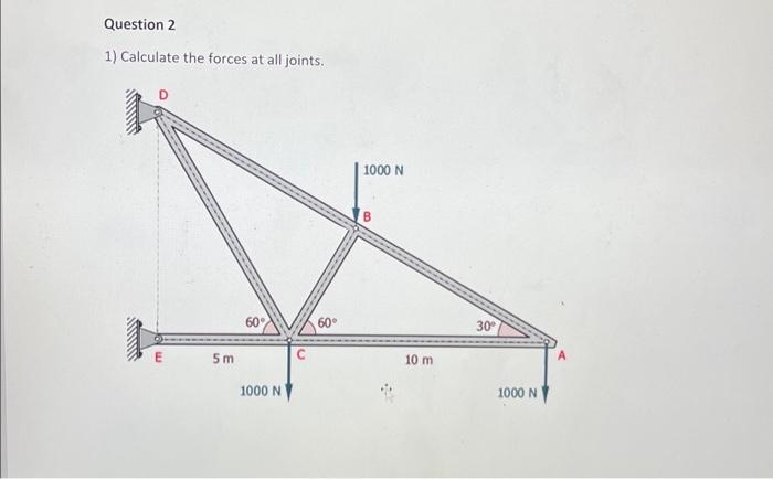 Solved 1) Calculate the forces at all joints. | Chegg.com