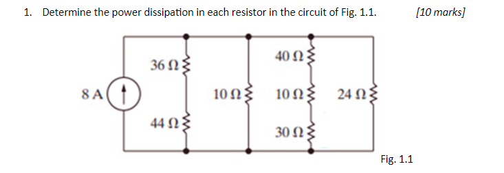 Solved Determine the power dissipation in each resistor in | Chegg.com