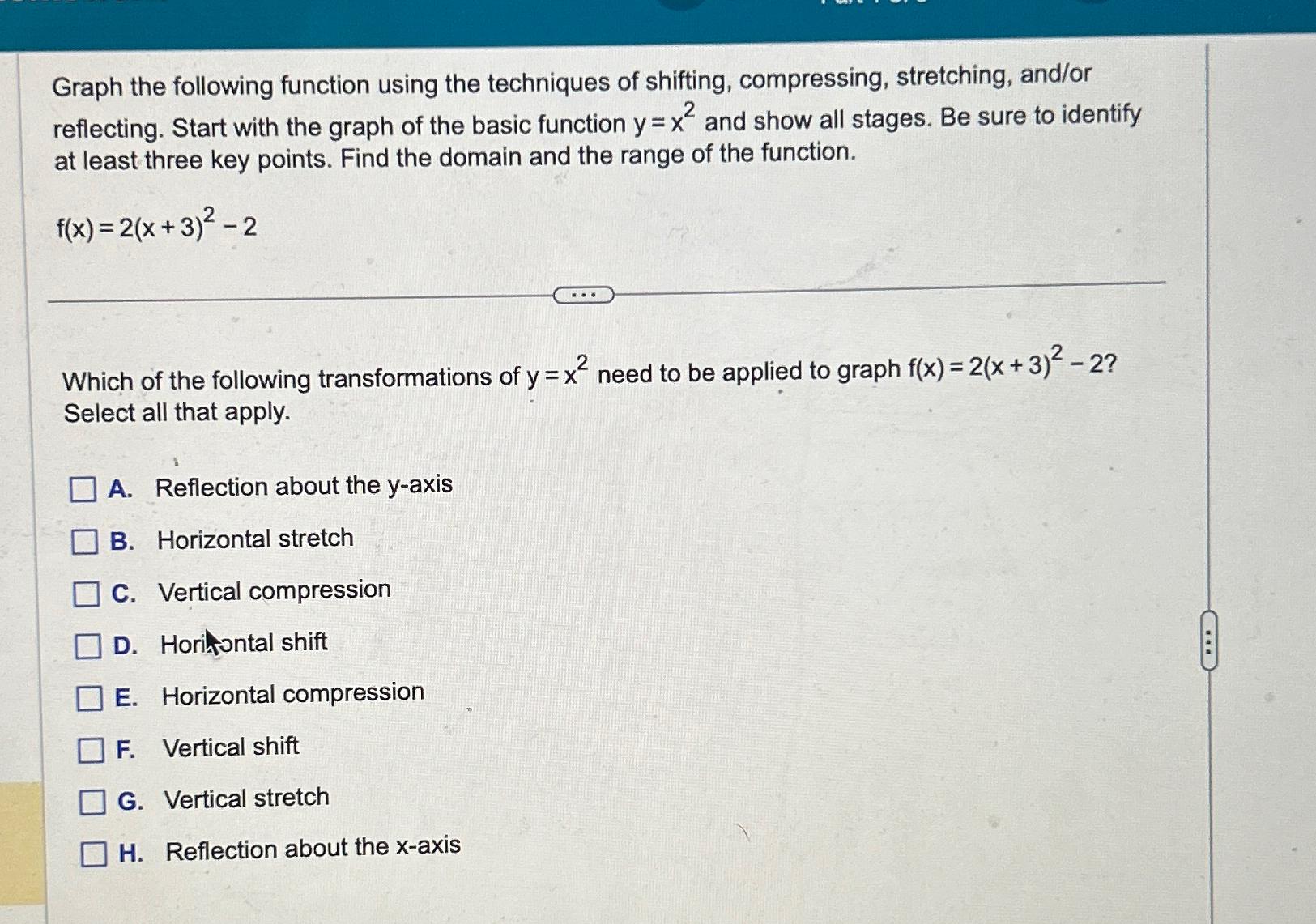 Solved Graph the following function using the techniques of | Chegg.com