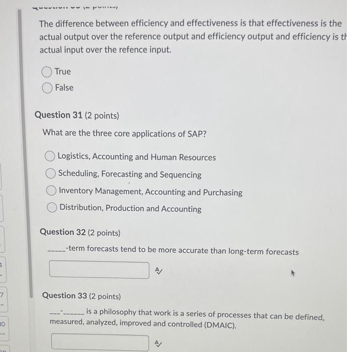 Solved The difference between efficiency and effectiveness | Chegg.com