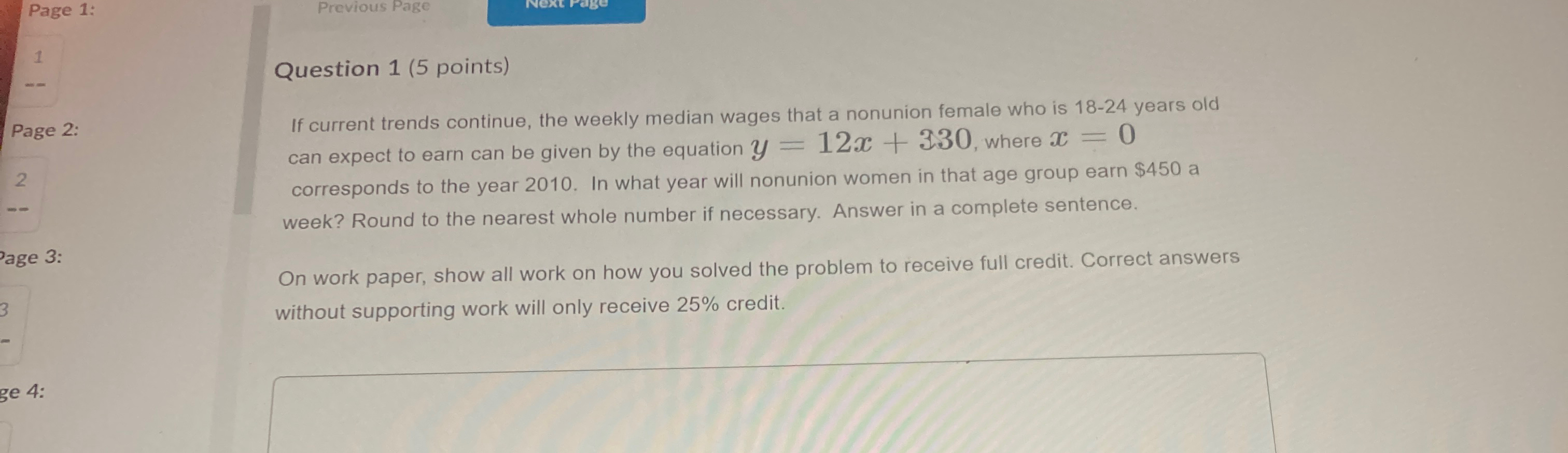 Solved Previous PageQuestion 1 (5 ﻿points)If current trends | Chegg.com