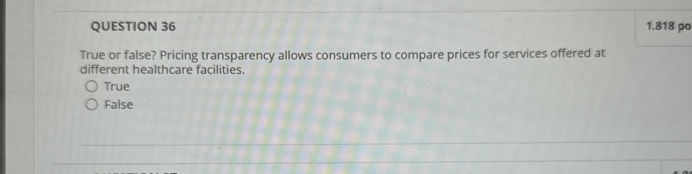 Solved QUESTION 361.818 ﻿poTrue or false? Pricing | Chegg.com