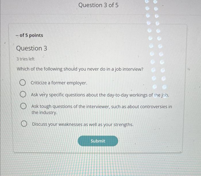 Solved Which of the following should you never do in a job | Chegg.com