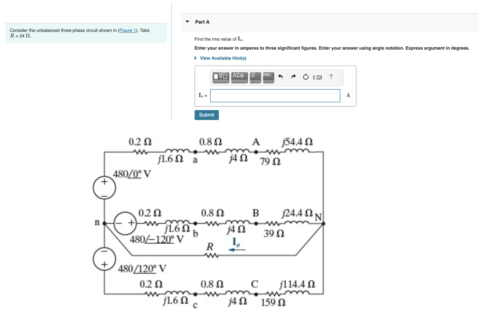 Solved Consider the unbalanced three-phase circuit shown in | Chegg.com