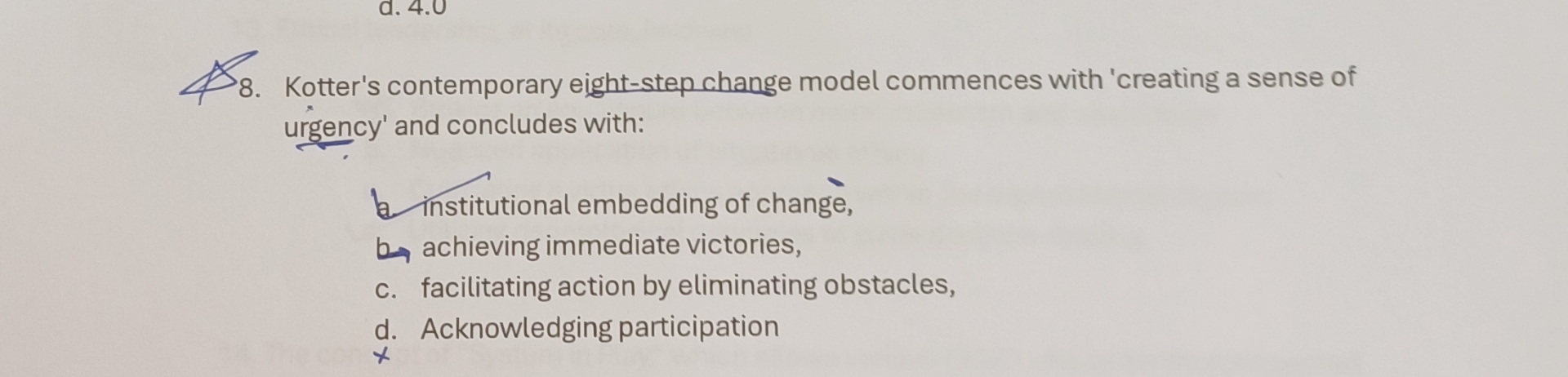 Solved Kotter's contemporary eight-step change model | Chegg.com
