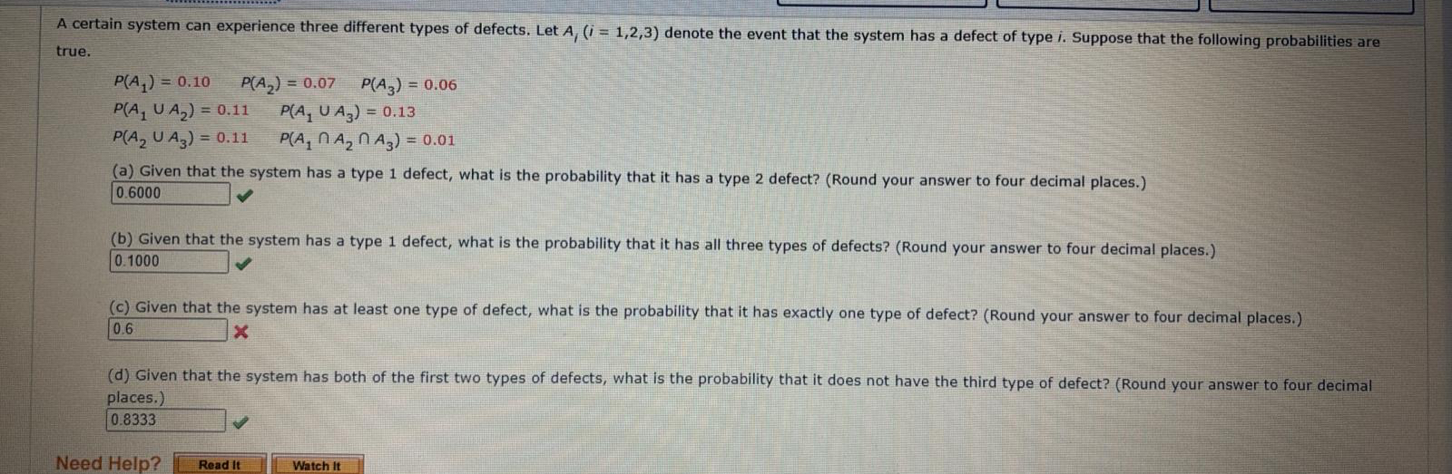 Solved A certain system can experience three different types | Chegg.com