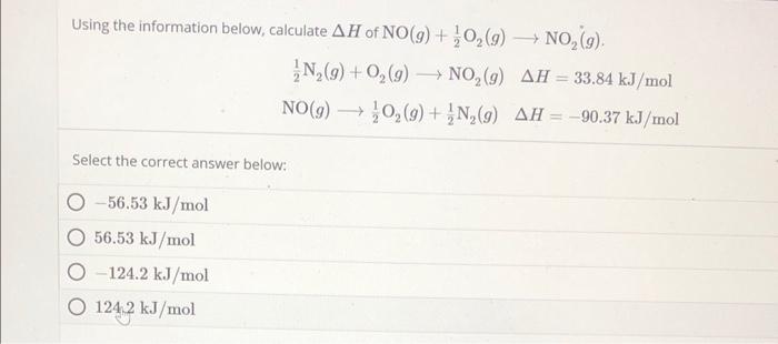Solved Using the information below, calculate ΔH of | Chegg.com