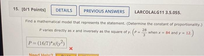 Solved Find a mathematical model that represents the | Chegg.com
