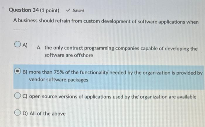 Solved Question 16 (1 point) The three-way-match process is | Chegg.com
