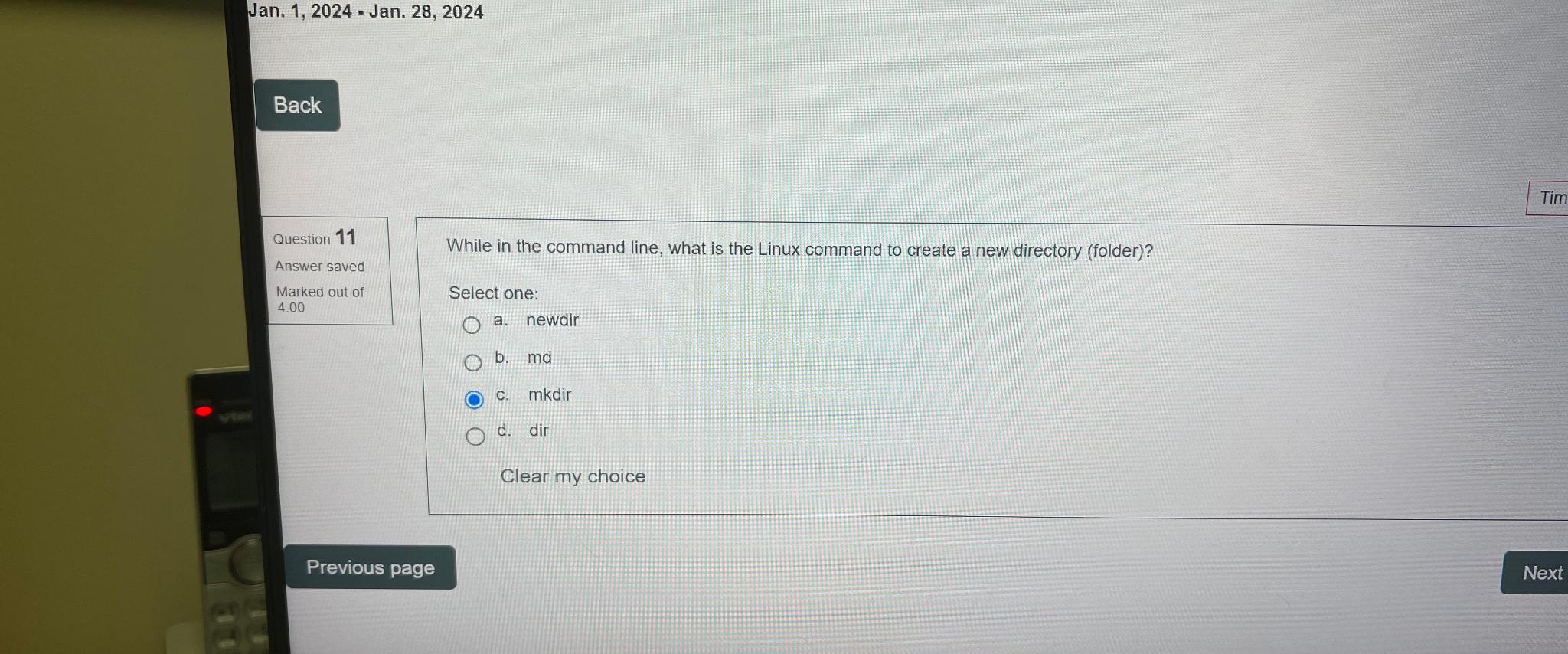Solved Jan. 1, 2024 - ﻿Jan. 28, 2024BackQuestion 11Answer | Chegg.com