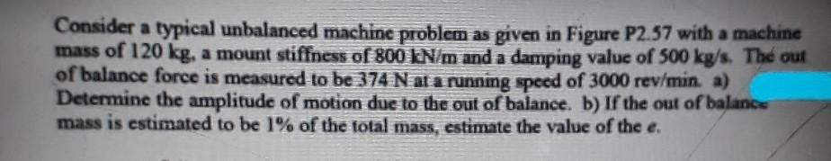 Solved Consider a typical unbalanced machine problem as | Chegg.com