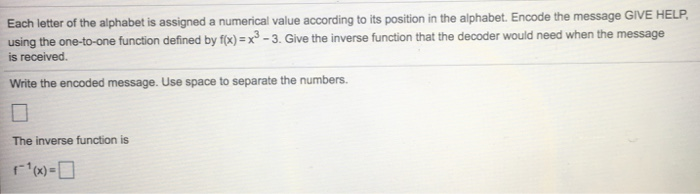 Solved Each letter of the alphabet is assigned a numerical | Chegg.com