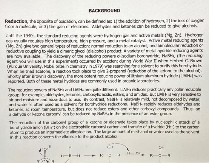 Solved REDUCTION OF BENZOPHENONE TO BENZHYDROL PURPOSE: To | Chegg.com