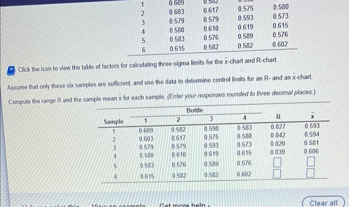 Solved ttl on t y th nge Size of Sample Factor for UCL and | Chegg.com