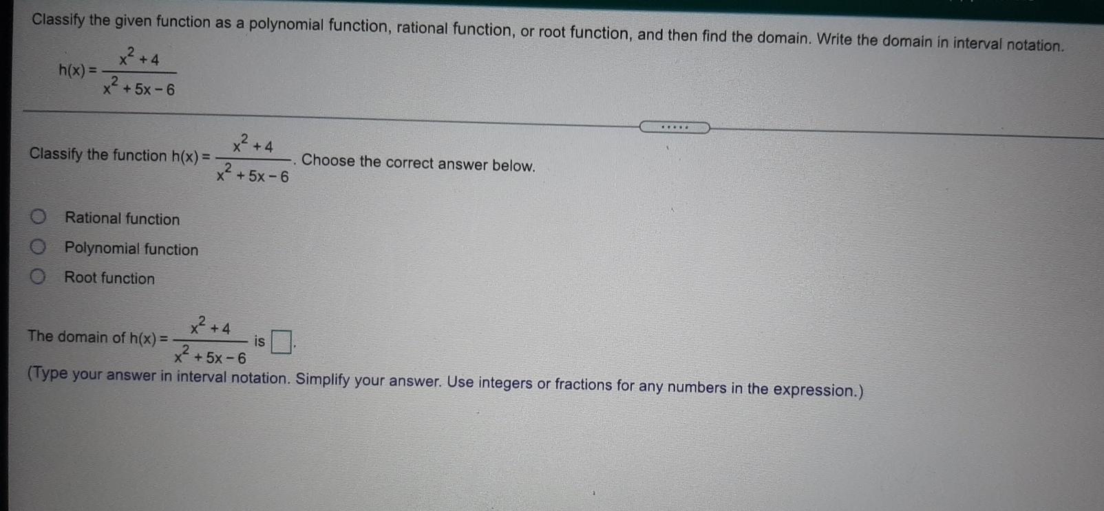 Solved Classify the given function as a polynomial function, | Chegg.com
