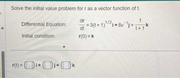 Solved Solve the initial value problem for r as a vector | Chegg.com